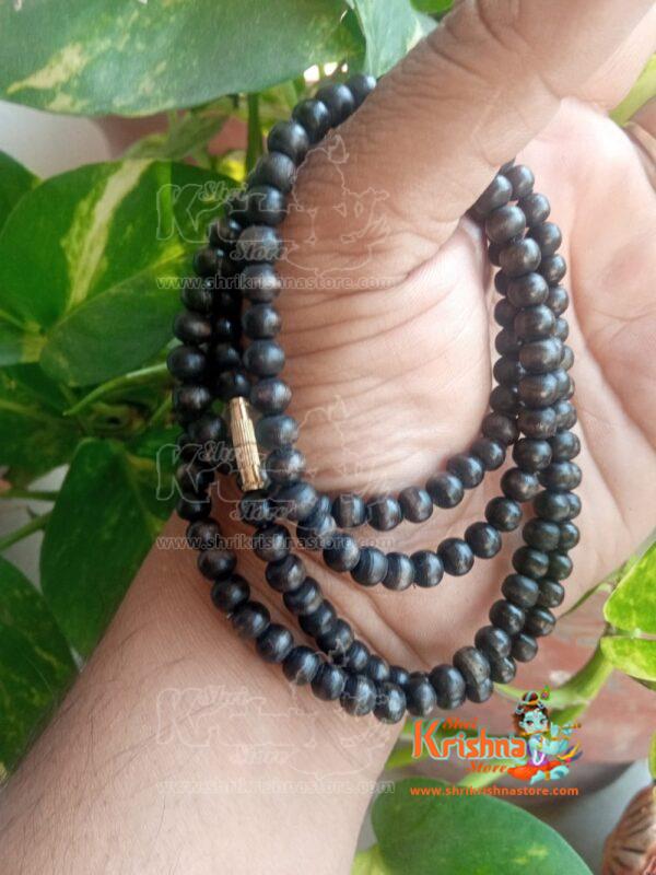 Two Round Tulsi Beads Natural Black Tulsi Kanthi Mala