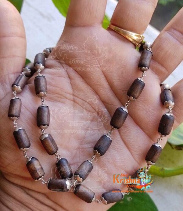 Silver Kanthi Mala With Silver Flower Cap