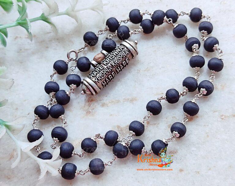 Sterling Silver Hare Krishna Maha Mantra Narshima Kavach, Mala