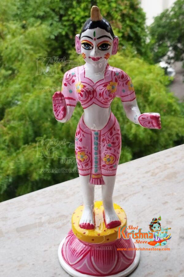 Standing Brass Hand Painted Radha Rani Beautifully Designed Murti