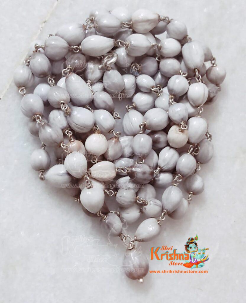 Vaijayanti Mala 108+1 Beads in Silver | www.shrikrishnastore.com