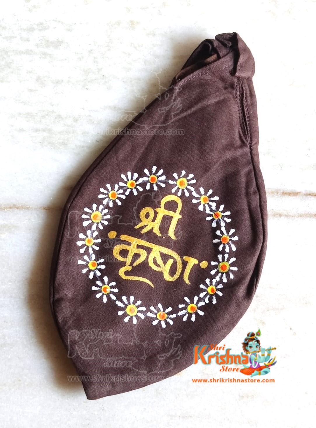 Handprinted Shri Krishna Japa Mala Beasd Bag